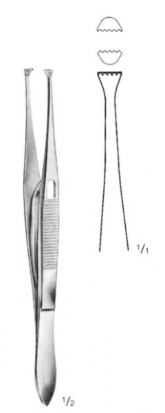 GRAEFE TISSUE FORCEPS W/LOCK 110MM