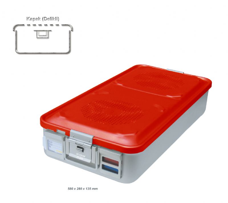 FULL SIZE CONTAINER (BOTTOM NON PERFORATED) RED 580 x 280 x 135 mm