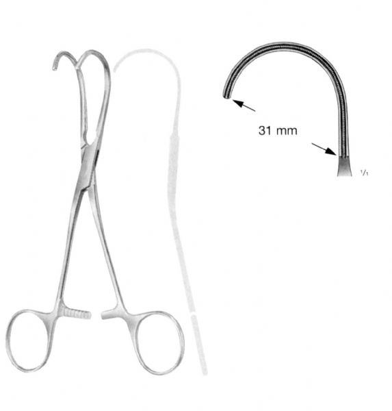 DE BAKEY ATRAUMATIC CLAMP CURVED 31MM 16CM