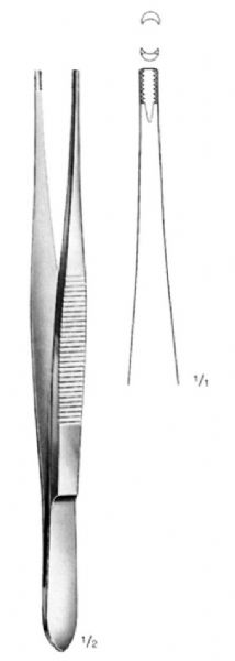 BROWN ATRAUMATIC TISSUE FORCEPS 150MM