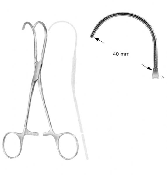 DE BAKEY ATRAUMATIC CLAMP CURVED 40MM 17CM