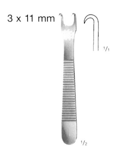 KILNER RETRACTOR 2-PRONG/SHARP 80MM