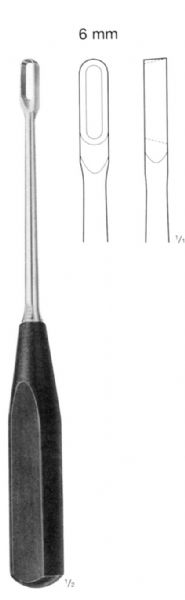 TESSIER BONE CURETTE 6MM WIDE 22 CM LONG