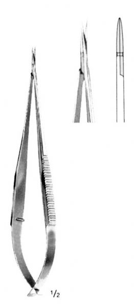MICRO-SCISSORS SPRING-HANDLE STRAIGHT 105MM