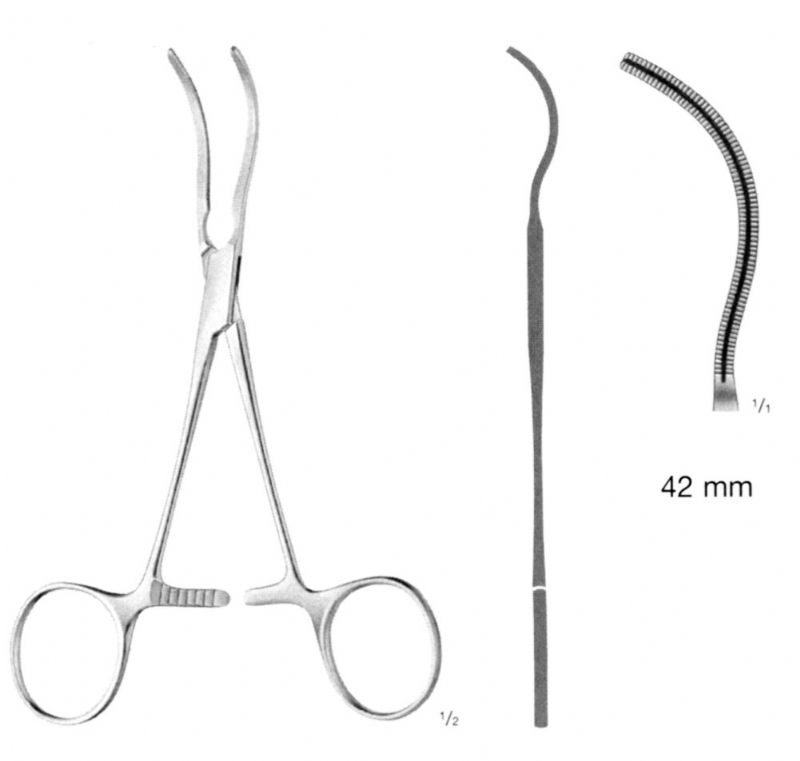 COOLEY ATRAUMATIC CLAMP CURVED 42MM/145MM