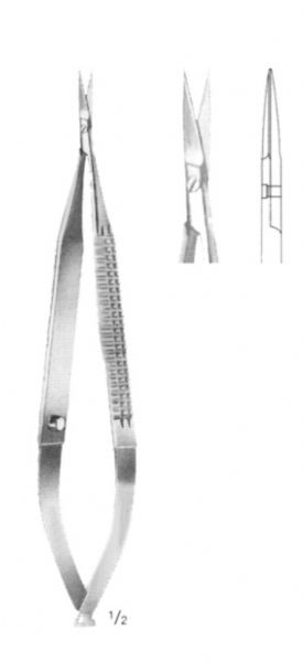 MICRO-SCISSORS FLT-HANDLE/CROSS-SER STRAIGHT 120MM