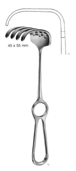 KORTE RETRACTOR 4-PRONG BLUNT 45X55MM 23CM